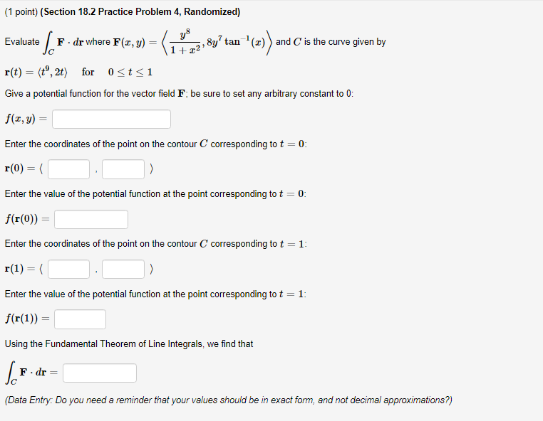 Solved (1 point) (Section 18.2 Practice Problem 4, | Chegg.com