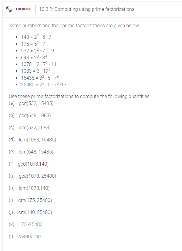 Solved EXERCISE 10.3.2: Computing using prime | Chegg.com
