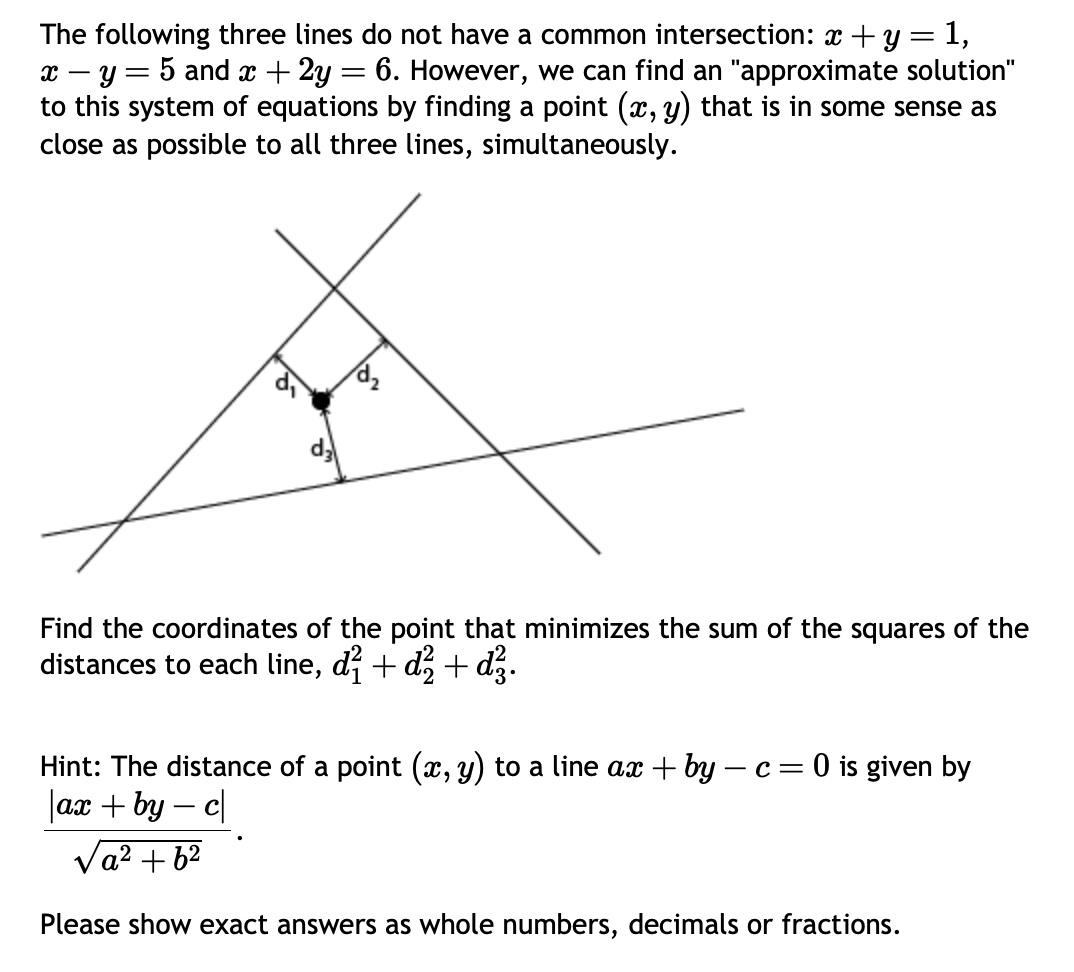 Solved The following three lines do not have a common | Chegg.com
