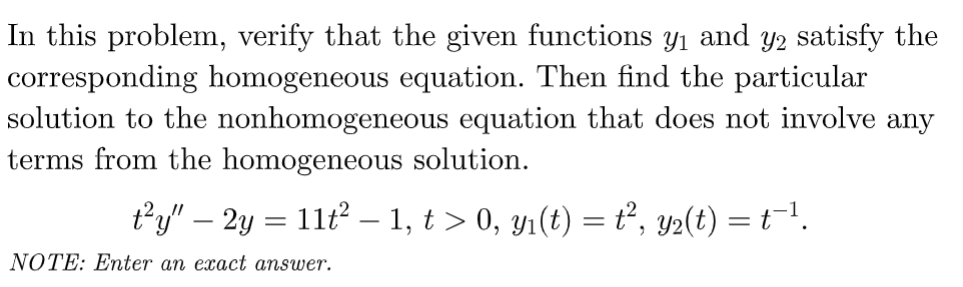 Solved In this problem, verify that the given functions yi | Chegg.com