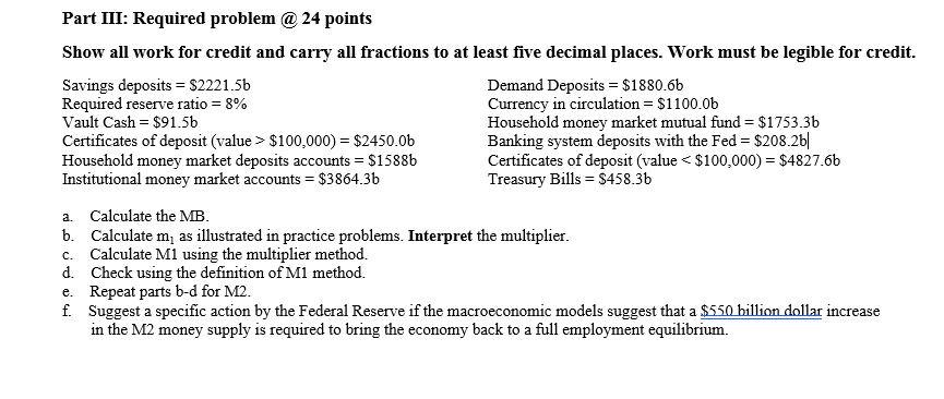 Solved Part III: Required problem @ 24 points S a Savings | Chegg.com
