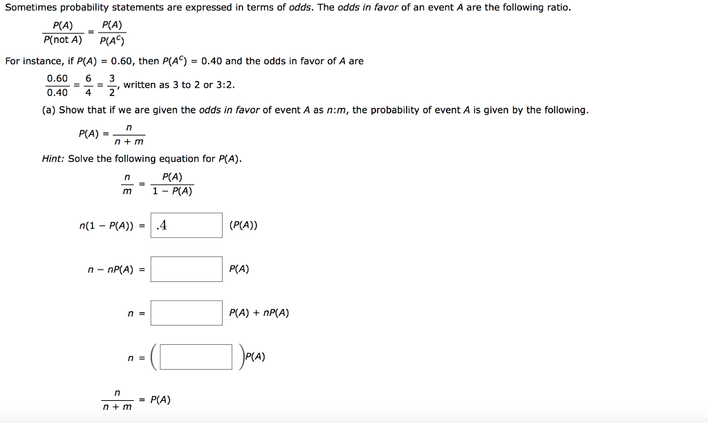 Solved = Sometimes probability statements are expressed in | Chegg.com