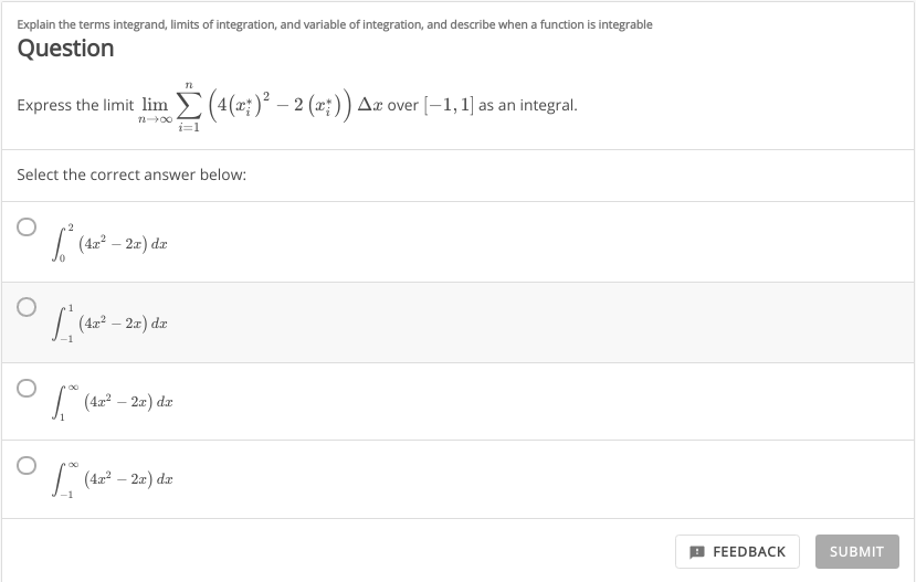 Solved Explain the terms integrand, limits of integration, | Chegg.com