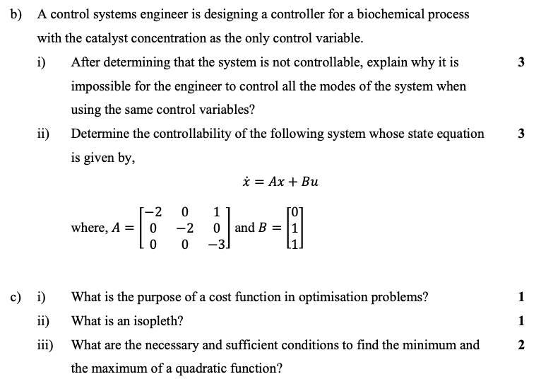 Solved b) 3 A control systems engineer is designing a | Chegg.com