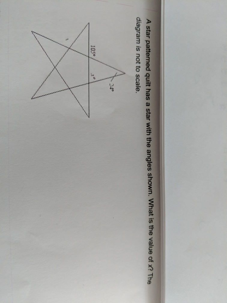 Solved A star patterned quilt has a star with the angles | Chegg.com