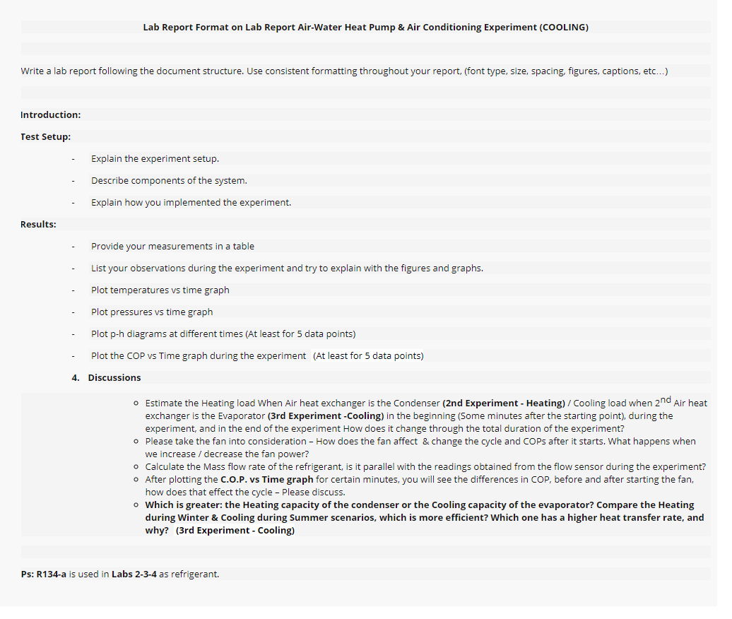 Solved Lab Report Format on Lab Report Air-Water Heat Pump & | Chegg.com