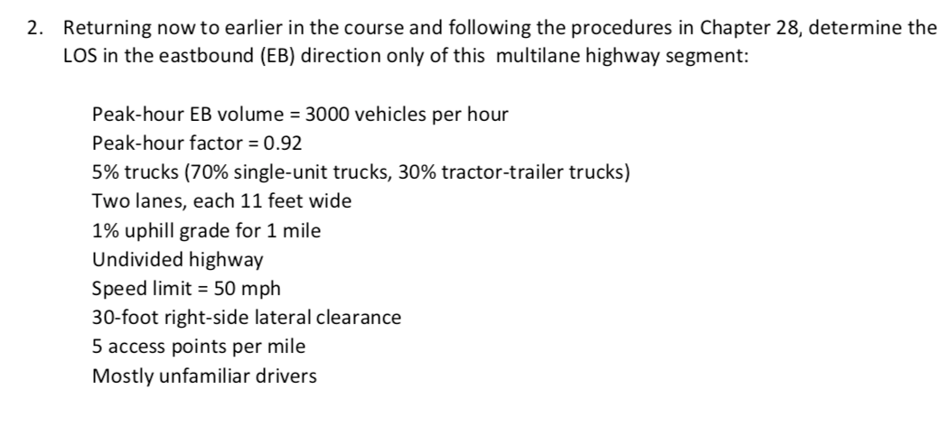 Solved Determine the LOS in the eastbound (EB) direction | Chegg.com