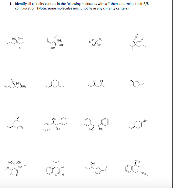 Solved 1. Identify all chirality centers in the following | Chegg.com
