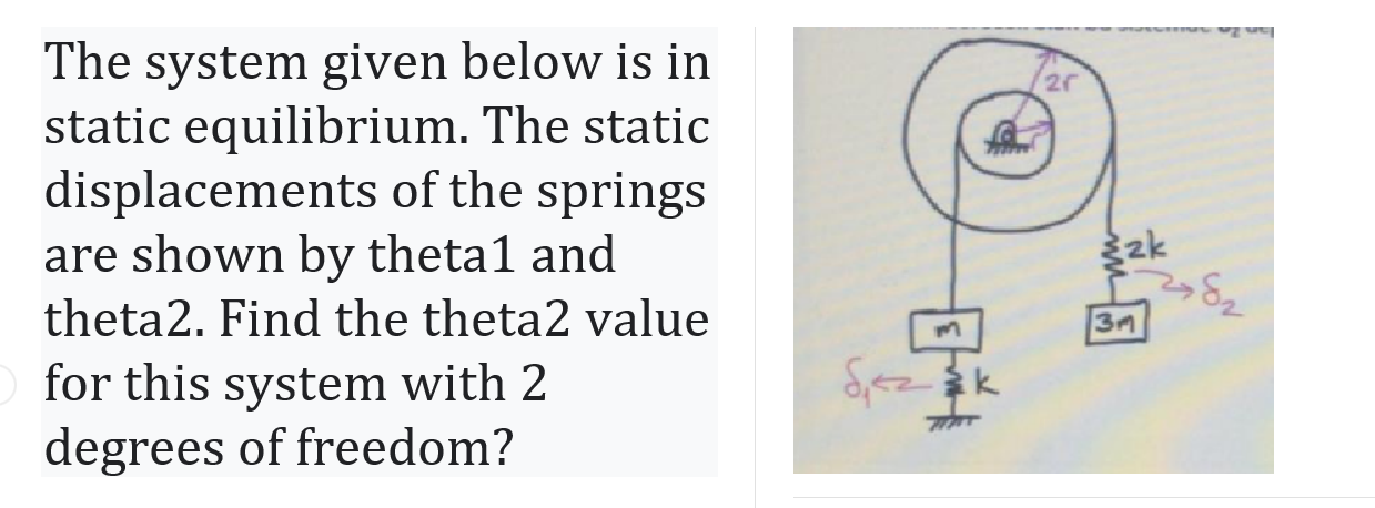 Solved The system given below is in static equilibrium. The | Chegg.com