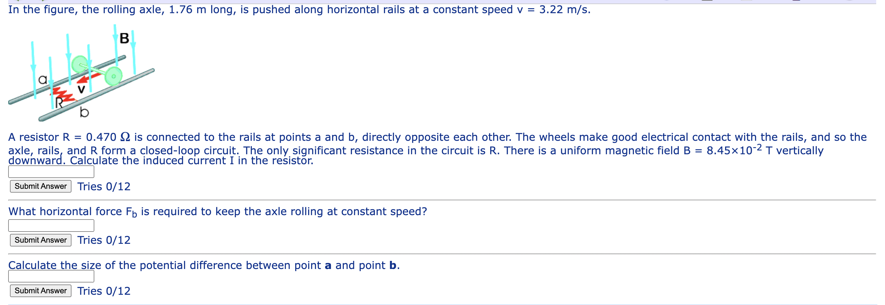 Solved In the figure, the rolling axle, 1.76 m long, is | Chegg.com