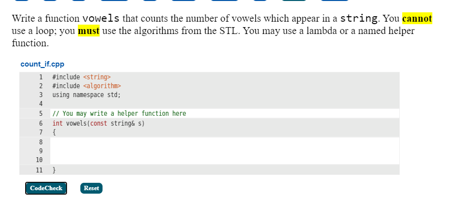 Solved Write a function vowels that counts the number of | Chegg.com