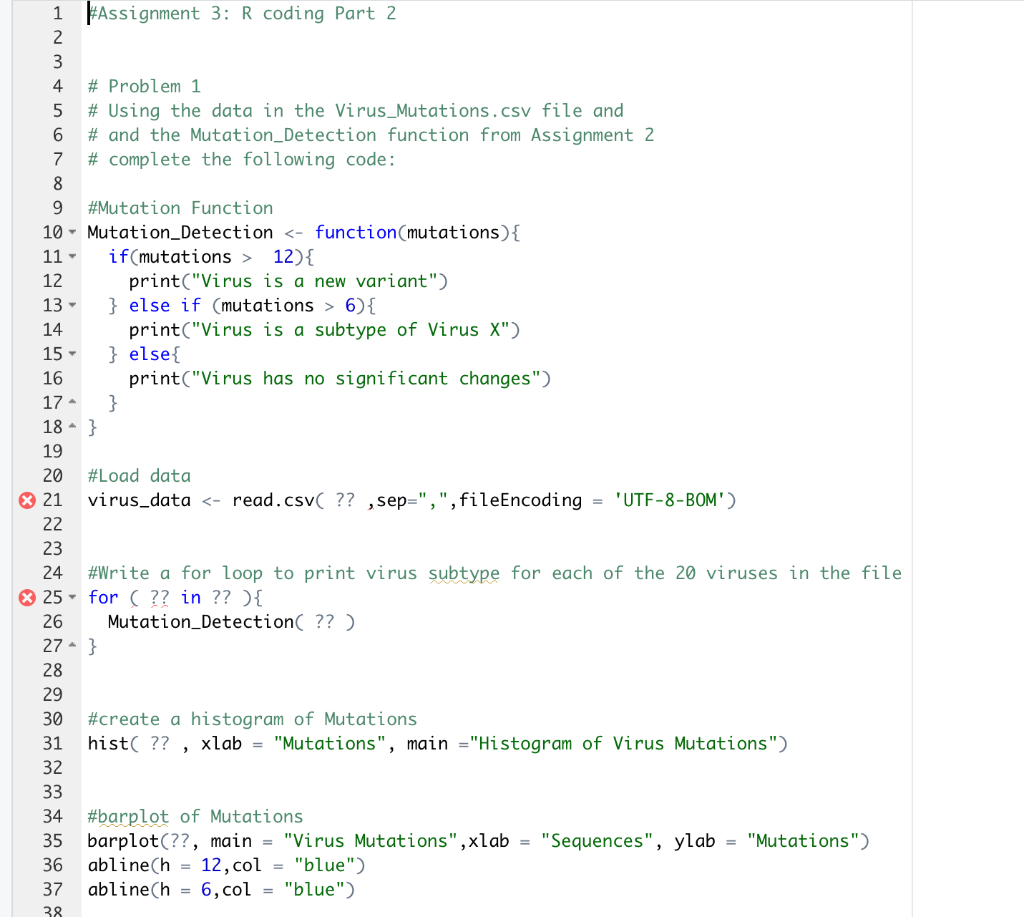 Solved Please fill in the question marks in the code using | Chegg.com