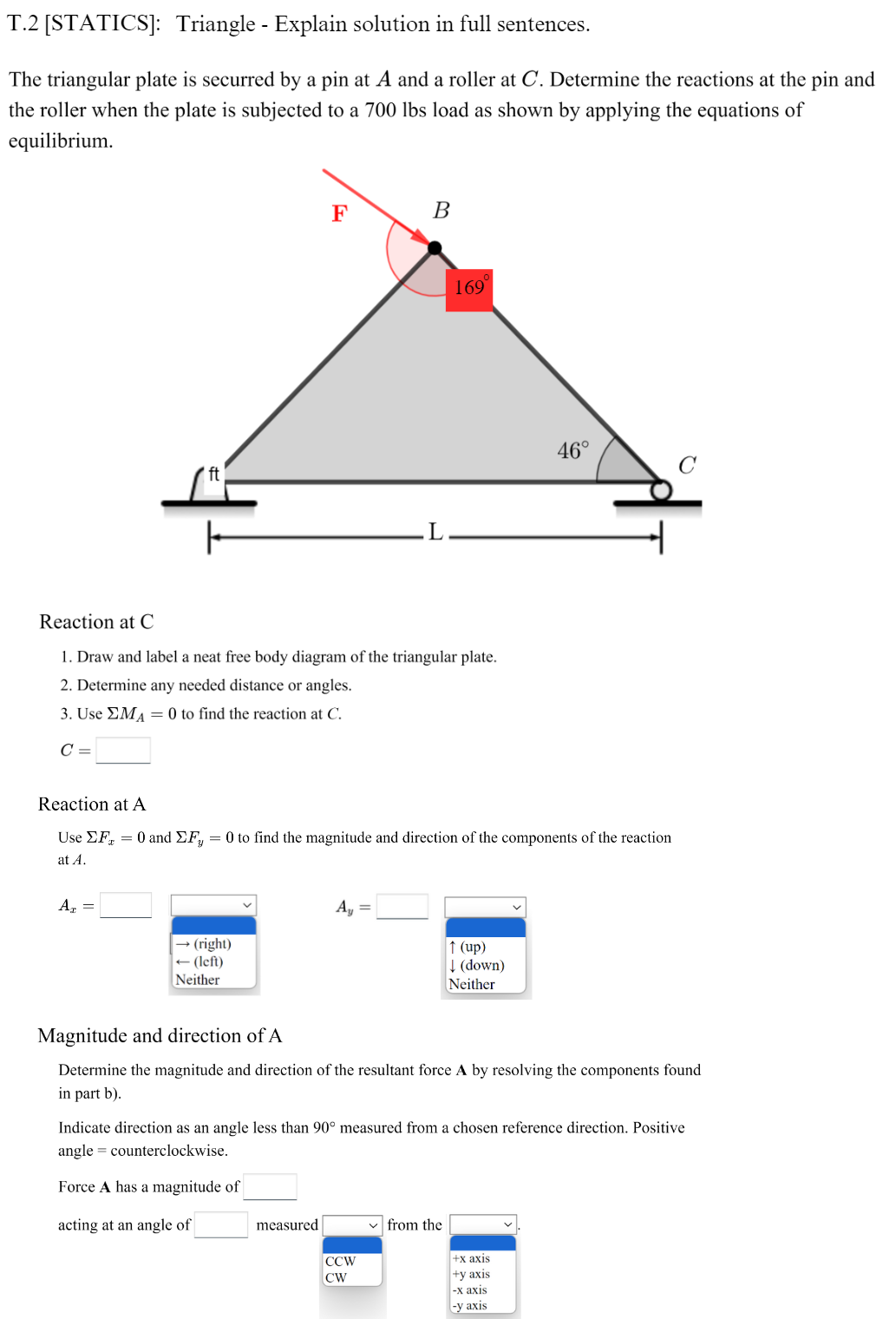 Solved T.2 [STATICS]: Triangle - Explain solution in full | Chegg.com