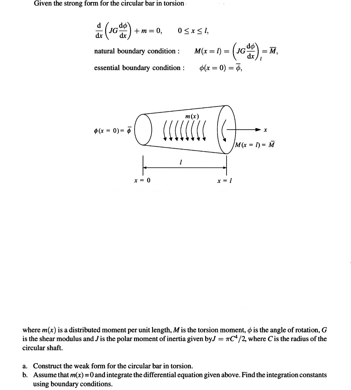 Solved Given the strong form for the circular bar in torsion | Chegg.com