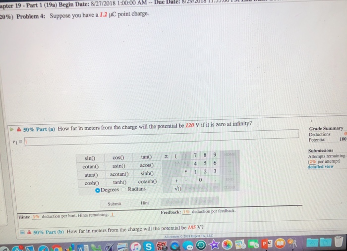 Solved apter 19-Part 1 (19a) Begin Date: 8/27/2018 1:00:00 | Chegg.com