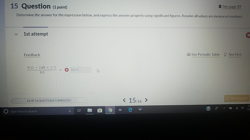 Solved 15 Question (1 point) a See page 19 Determine the | Chegg.com