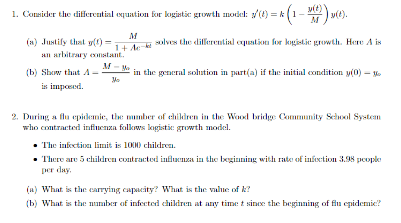 Solved Consider the differential equation for logistic | Chegg.com