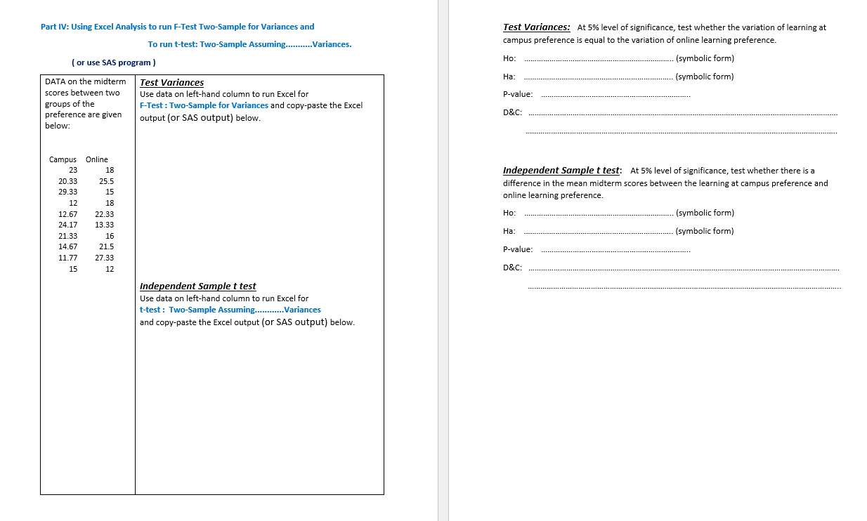 Solved Test Variances At 5 Level Of Significance Test Chegg