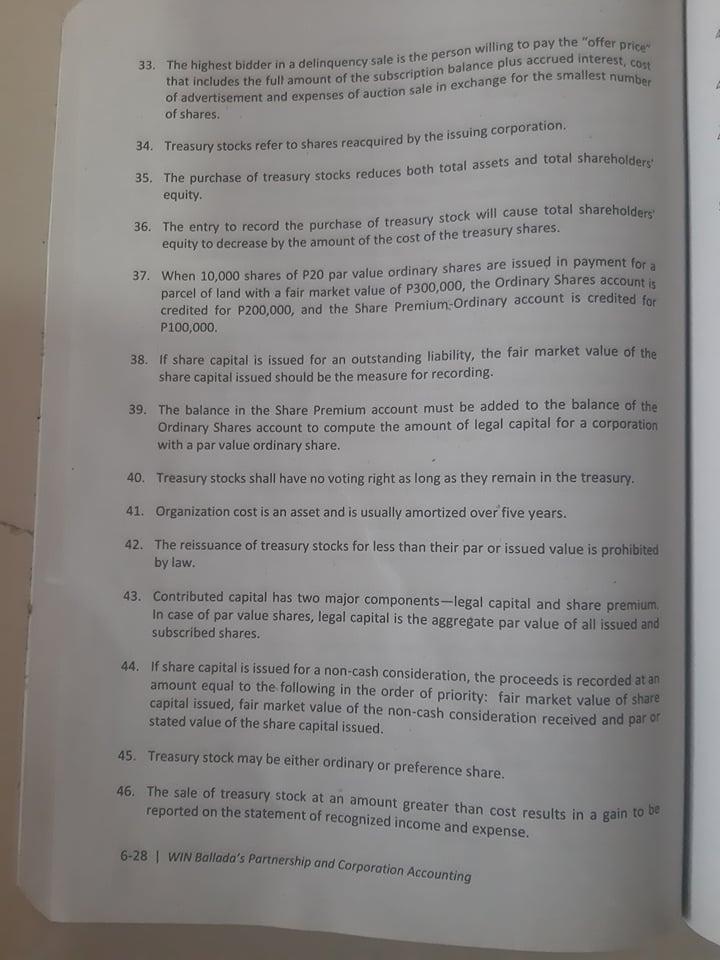 Solved 33. The highest bidder in a delinquency sale is the | Chegg.com