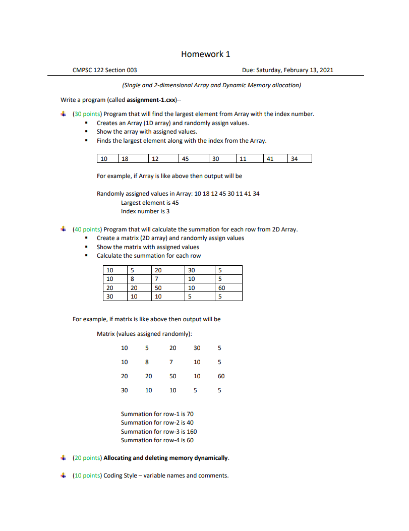 Solved Homework 1 CMPSC 122 Section 003 Due: Saturday, | Chegg.com