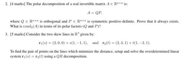 Solved 214 marks] The polar decomposition of a real | Chegg.com
