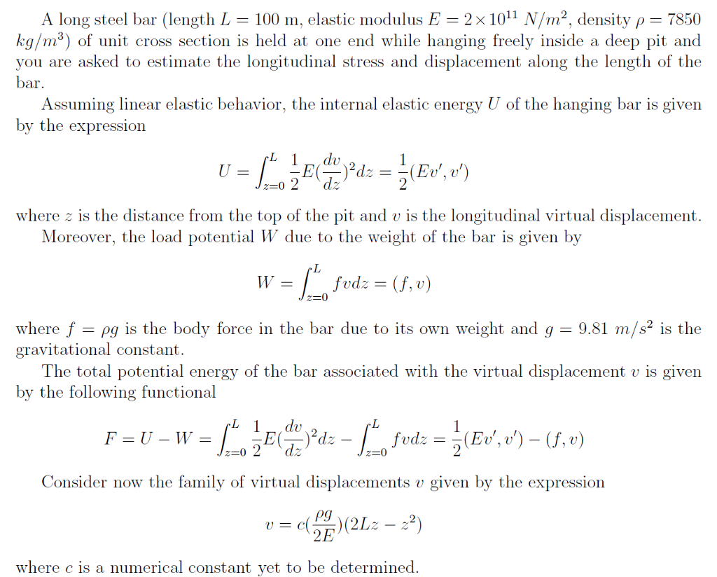 Solved A long steel bar (length L 100 m, elastic modulus E 2 | Chegg.com