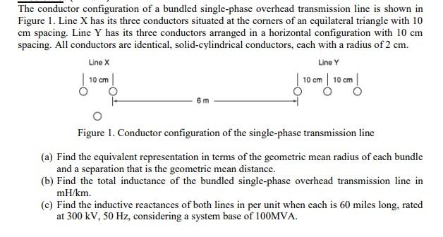Solved The conductor configuration of a bundled single-phase | Chegg.com