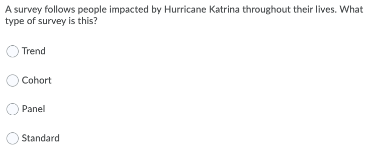 Solved A survey follows people impacted by Hurricane Katrina | Chegg.com