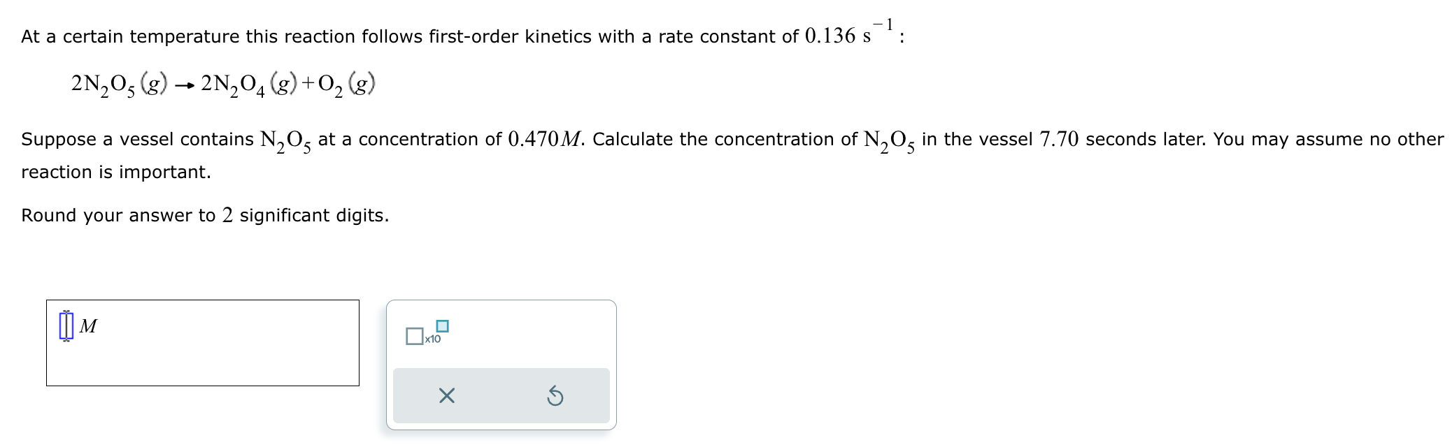 Solved At a certain temperature this reaction follows | Chegg.com