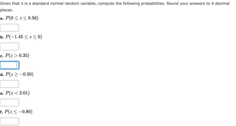 Solved Given that is a standard normal random variable, | Chegg.com