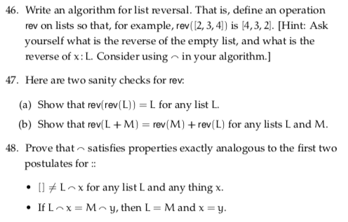46. Write an algorithm for list reversal. That is, | Chegg.com