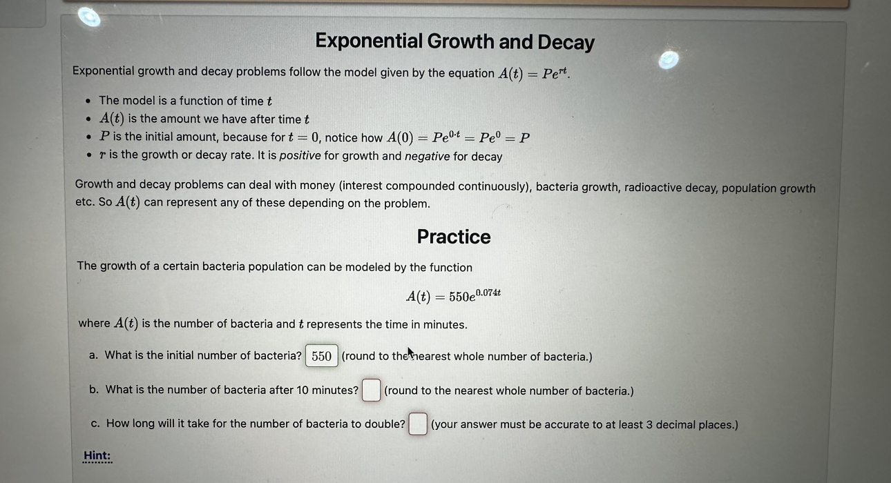 Solved Exponential growth and decay problems follow the | Chegg.com