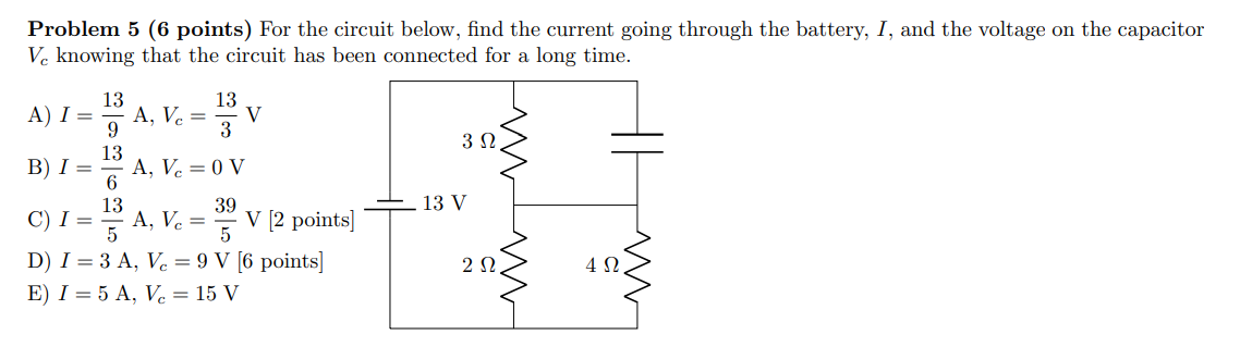 Solved Problem 5 6 ﻿points ﻿for The Circuit Below Find 