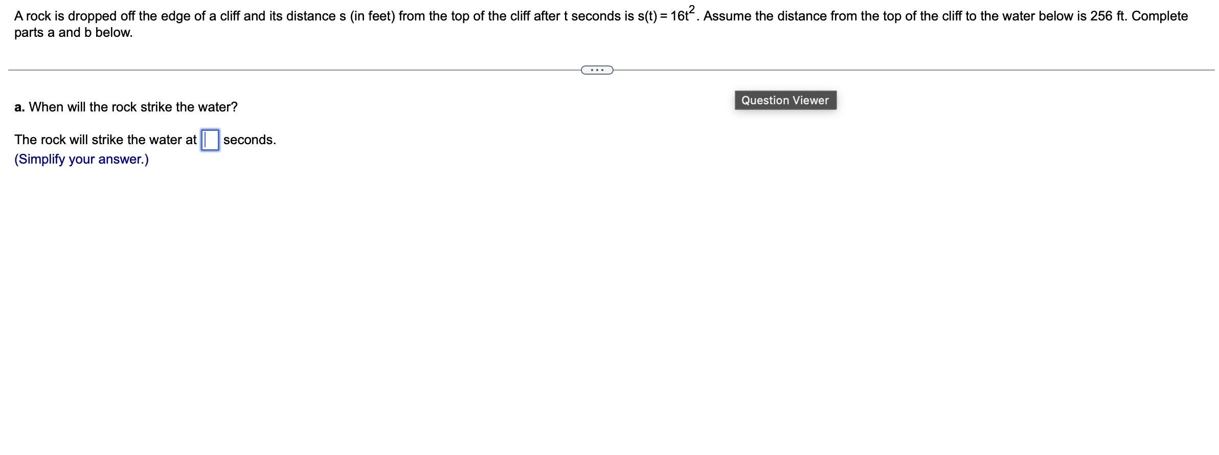 Solved parts a and b ﻿below.a. ﻿When will the rock strike | Chegg.com