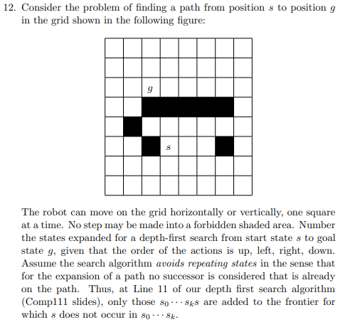 Solved 12. Consider the problem of finding a path from | Chegg.com