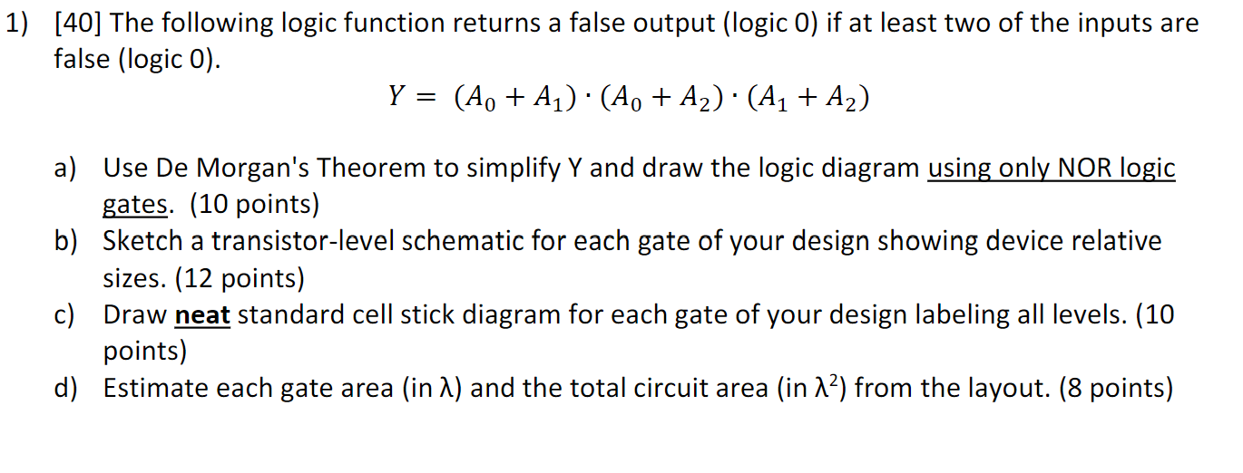 [40] ﻿The following logic function returns a false | Chegg.com