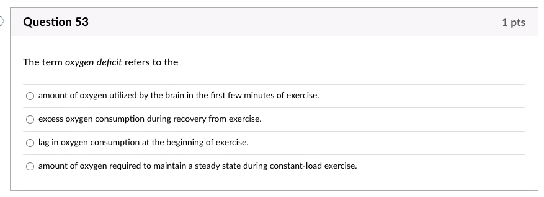 Solved The term oxygen deficit refers to the amount of | Chegg.com