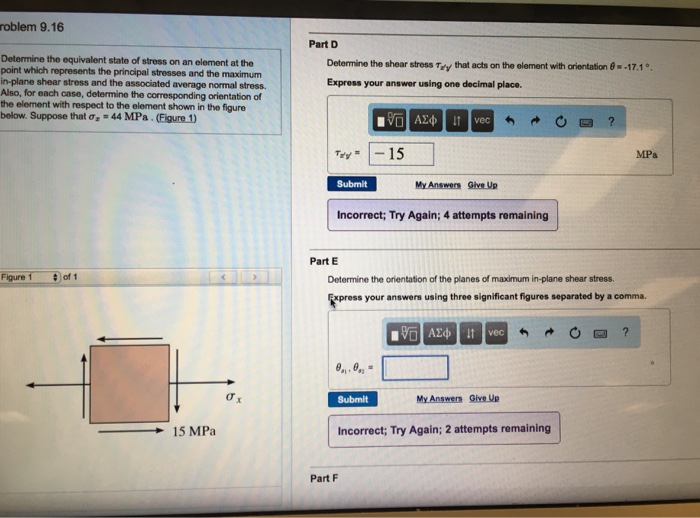 Solved Determine the equivalent state of stress on an | Chegg.com