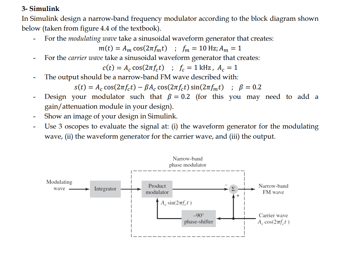 Solved 3- Simulink In Simulink design a narrow-band | Chegg.com