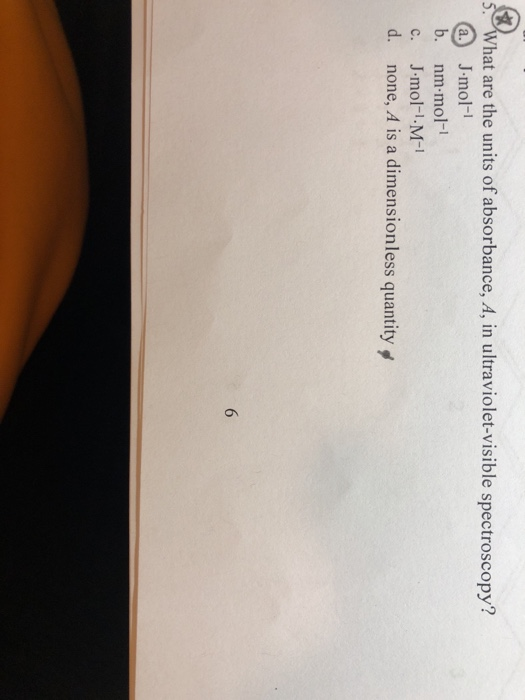 What are the units of absorbance, A, in | Chegg.com