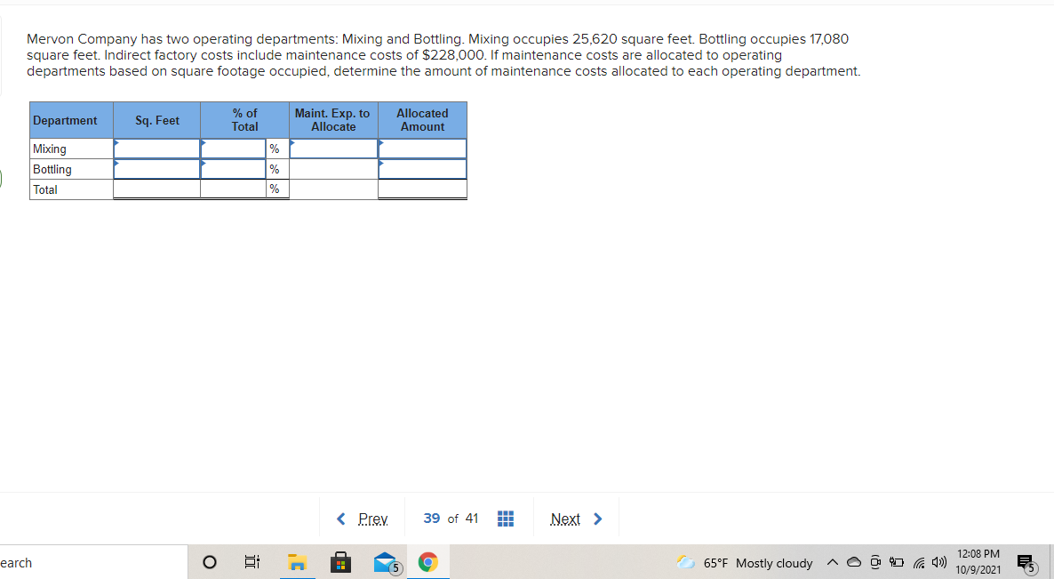 Solved Mervon Company has two operating departments: Mixing | Chegg.com