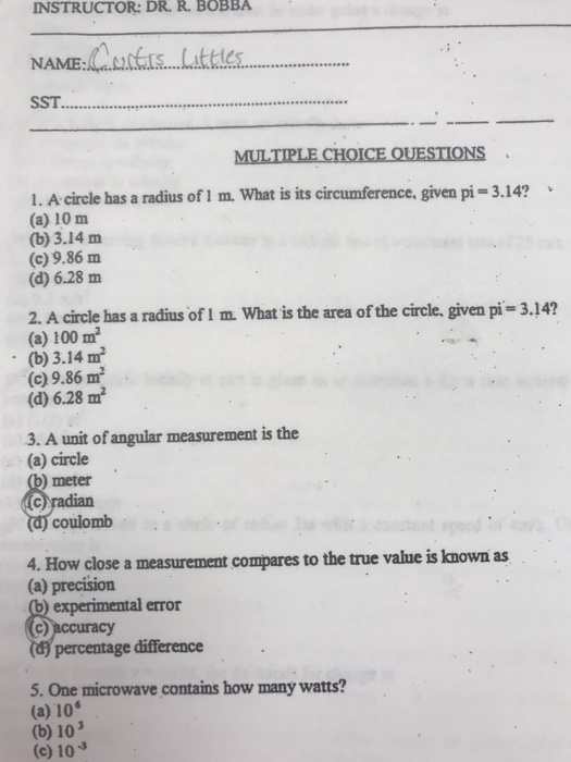 Solved INSTRUCTOR: DR. R. BOBBA SST MULTIPLE CHOICE | Chegg.com