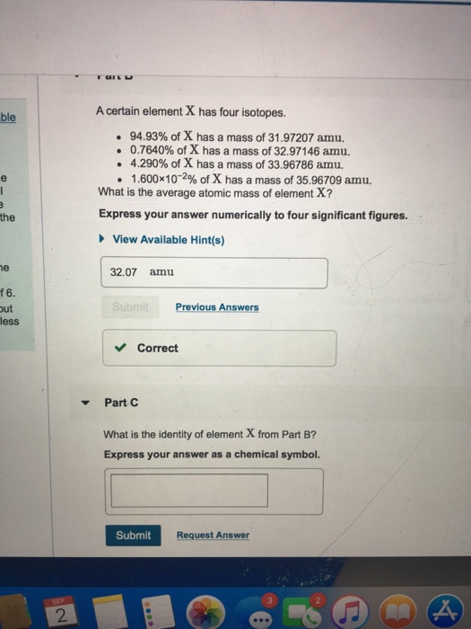 Solved A certain element X has four isotopes. ble 94.93% of | Chegg.com