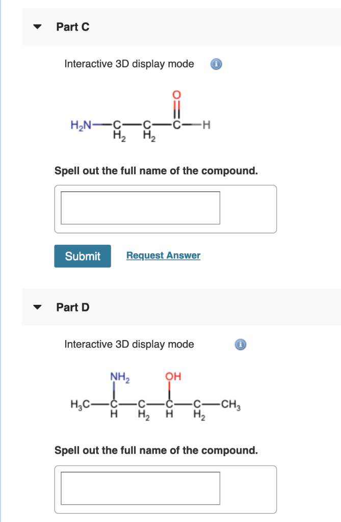 Solved Part A Interactive 3D display mode NH2 H H2 H2 Spell | Chegg.com