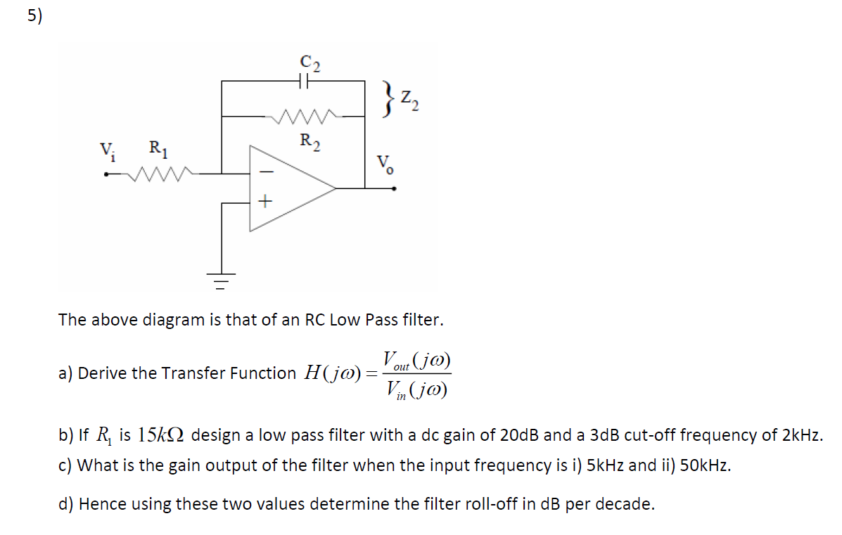 Solved The above diagram is that of an RC Low Pass filter. | Chegg.com