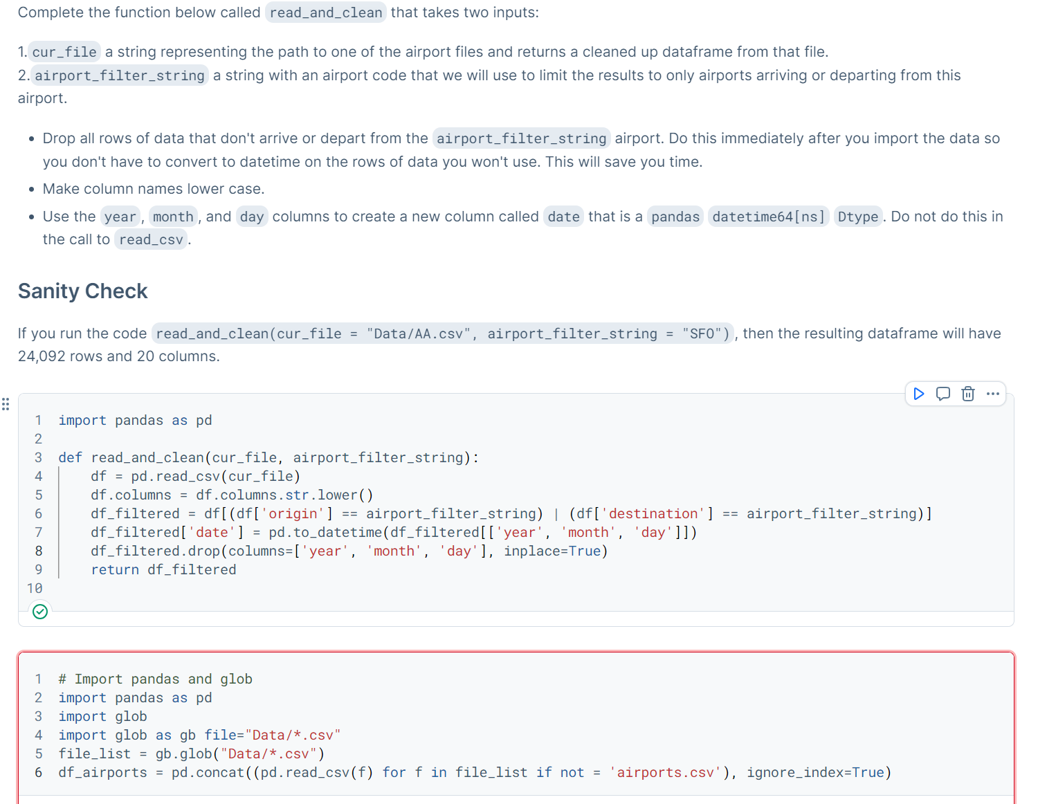 Solved reading and cleaning airport data in python: I am | Chegg.com