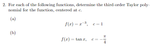 Solved 2. For each of the following functions, determine the | Chegg.com
