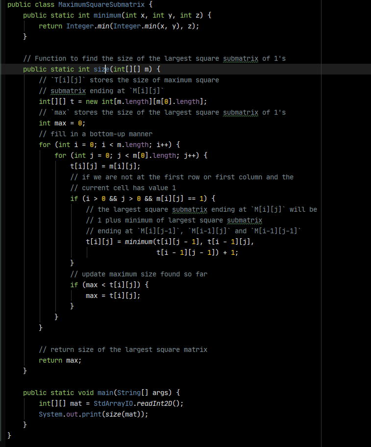 3. Maximum square submatrix. Given an n-by-n matrix | Chegg.com