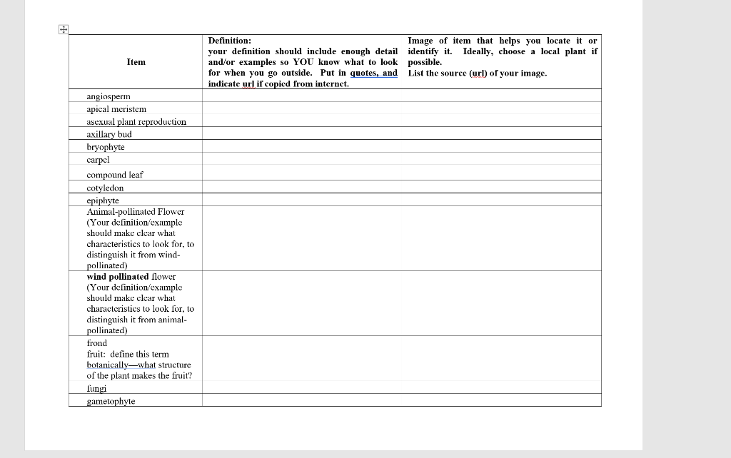 Solved Item Definition: Image of item that helps you locate | Chegg.com