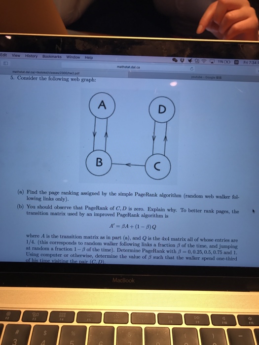 Solved Consider the following web graph: Find the page | Chegg.com